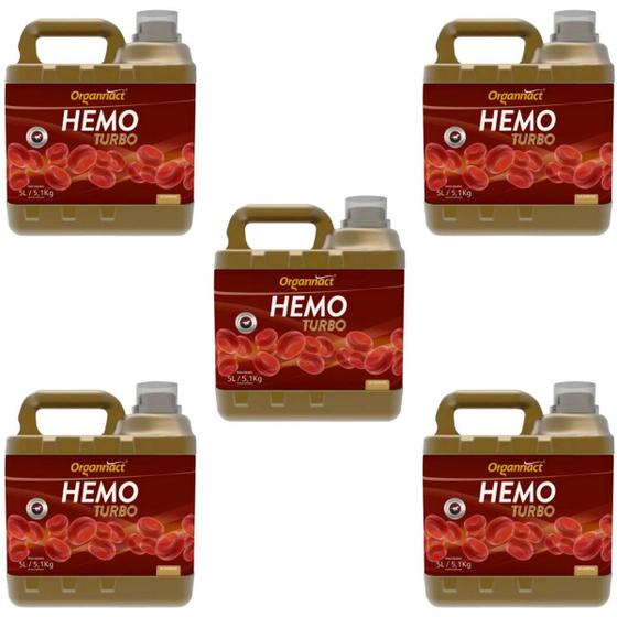 Kit 5 Hemo Turbo 5L Suplemento Alimentar Equinos Organnact - Vitaminas ...