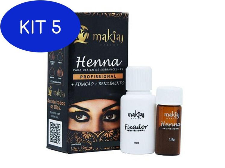 Kit 5 Henna Para Sobrancelhas Makiaj - Preto - Tinta e Henna para ...