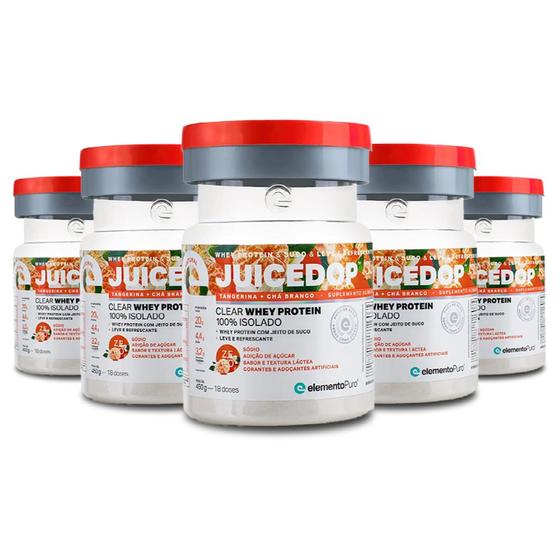 Kit 5 Juicedop ISO Elemento Puro Tangerina com chá branco 450g - Whey ...