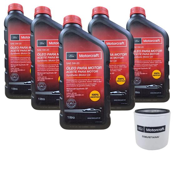 Kit 5 Litros Óleo Lubrificante do Motor Motorcraft SAE 5W20 100% ...