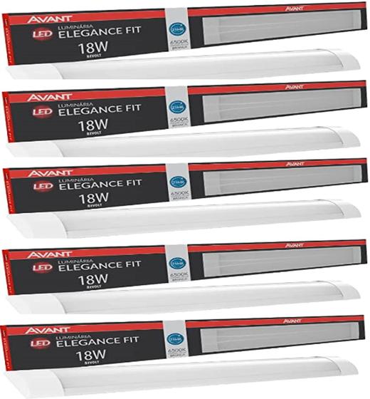 Kit 5 Luminárias Led Elegance Avant 6500K 18W Bivolt - Luminária - Magazine Luiza