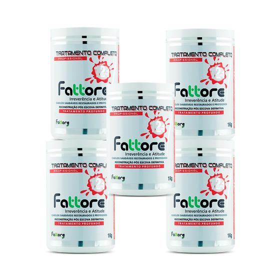 Kit 5 Máscara de Tratamento Capilar Fattore 12 em 1 Profissional 1kg ...