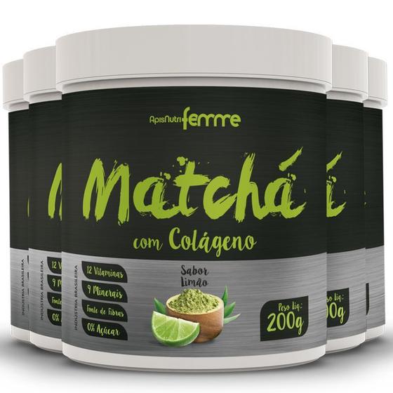 Kit 5 Matchá Solúvel Apisnutri Sabor Limão 200g - Chá Verde - Magazine ...