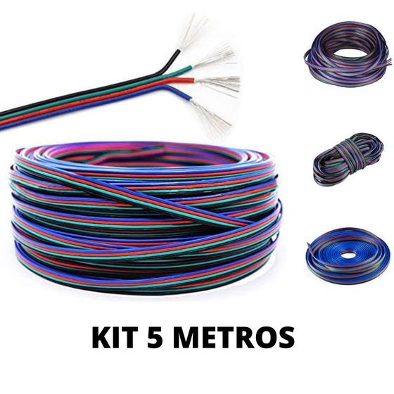 KIT 5 Metros Cabo Flat Polarizado RGB Fio 4 Vias 22AWG - LED Force ...