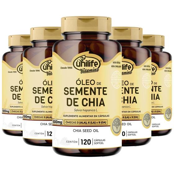 Kit 5 Óleo De Semente De Chia Unilife 120 Cápsulas - Chia - Magazine Luiza
