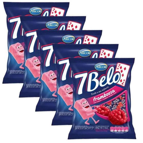 Kit 5 Pacotes De Bala 7 Belo Framboesa - 500G - Arcor - Balas ...