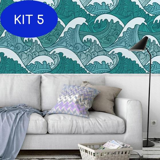 Kit 5 Papel De Parede Abstrato Auto-Colante Vinílico 0021 - Paredes ...