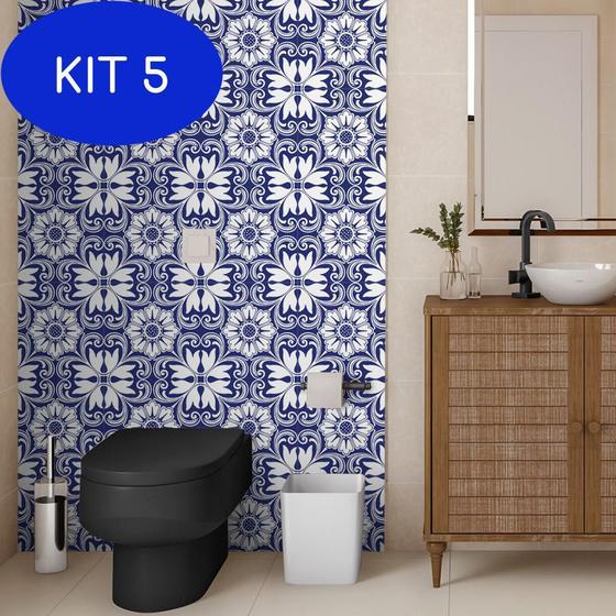 Kit 5 Papel De Parede Adesivo Lavável Azulejos 0012 - 1,50m - Paredes Decoradas - Papel de ...