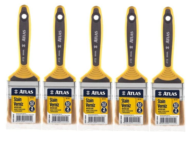 Kit 5 Pincel Trinchas Para Pintura Atlas Media 419 2 1/2 Polegadas ...
