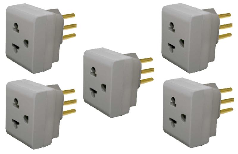 Kit 5 Pinos Adaptadores Benjamim Computador ABNT 2P+T Cinza Pial ...