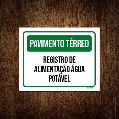 Kit 5 Placa Pavimento Térreo Registro Água Potável - Sinalizo - Placa ...