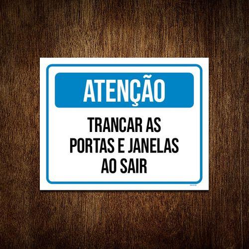Kit 5 Placas Sinalização - Atenção Trancar Portas Janelas - Sinalizo ...