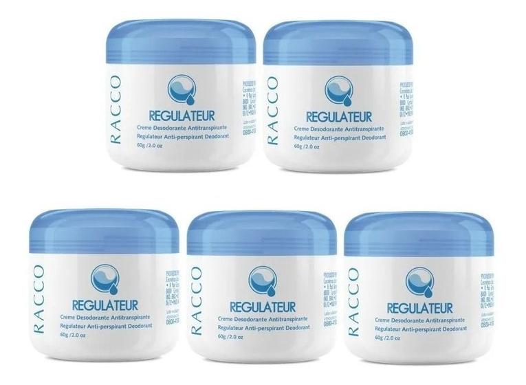 Kit 5 Pote Creme Desodorante Racco Regulateur 60g Cada Clareia as ...