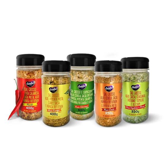 Kit 5 Pote Sal Grosso Temperado Clássico Picante Especial - Garlic ...