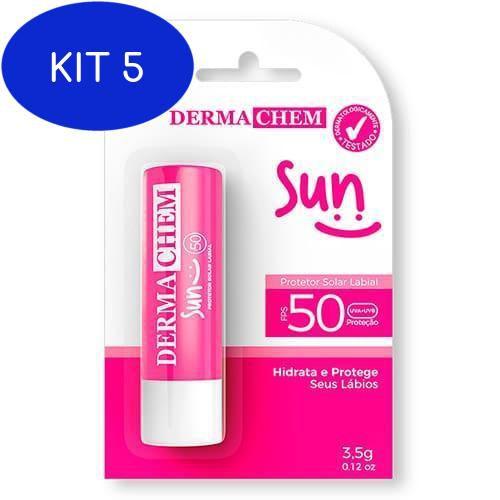Kit 5 Protetor Solar Labial Fps 50 Sun Dermachem - Protetor Labial ...