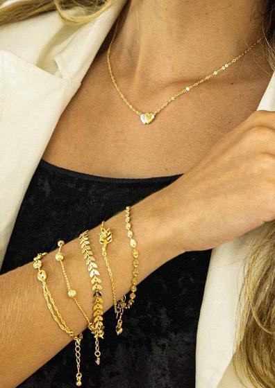 Kit 5 Pulseiras + 1 Colar Folheados a Ouro 18K - Ralifla Semijoias ...