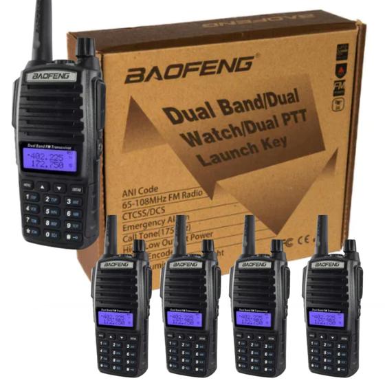 Kit 5 Rádios Comunicador Ht Walk Talk Baofeng Dual Band Uv-82 - Baofeng ...