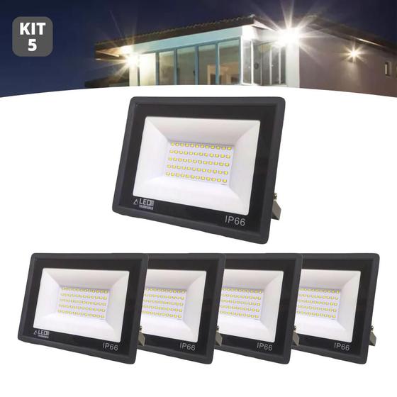 Kit 5 Refletor Led Smd 100w Holofote Bivolt Ip66 Branco Frio - LED TRIANGULO - Refletor ...