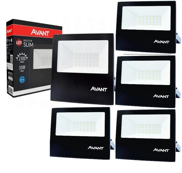 Kit 5 Refletores Led Avant Slim ip65 6500K 30W Bivolt - Refletor - Magazine Luiza