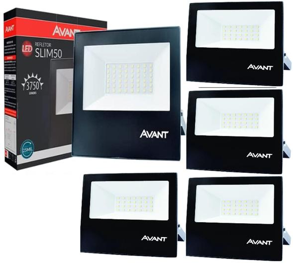 Kit 5 Refletores Led Avant Slim ip65 6500K 50W Bivolt - Refletor - Magazine Luiza