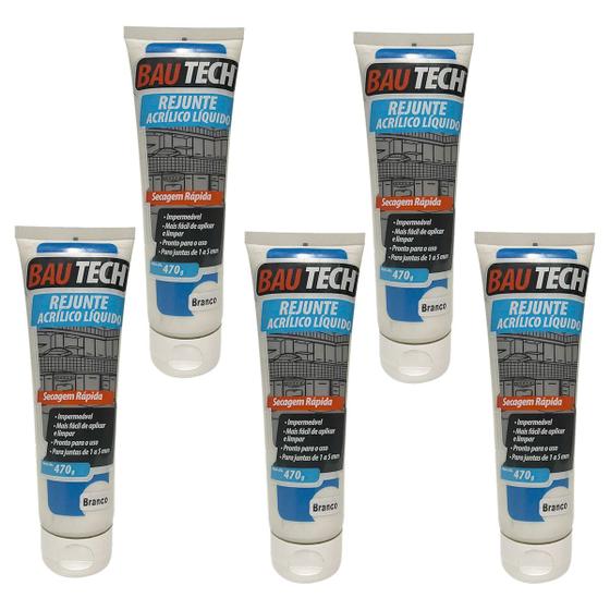 Kit 5 Rejunte Acrílico Líquido Pronto Bautech Branco 470g - Kit Bautech - Rejunte - Magazine Luiza