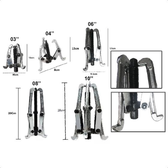 Kit 5 Saca Polia E Rolamento 3 Garras 75 100 150 200 250 Mm - EDA ...