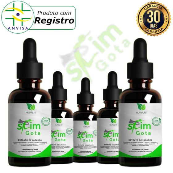 Kit 5 Slim Gotas - Suplemento Alimentar Em Conta Gotas 30ml - Original - Vitaminas A-Z ...