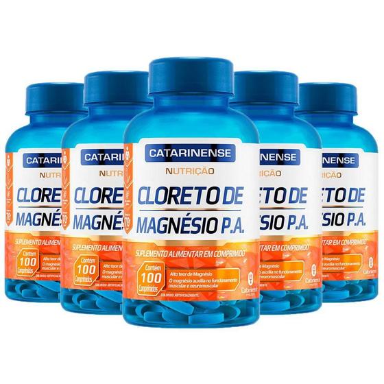 Kit 5 Suplemento Cloreto De Magnésio P.A. 100 Comprimidos - Catarinense - Cloreto de Magnésio ...