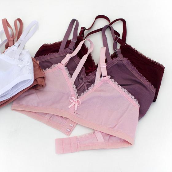 kit 5 sutiã juvenil sem bojo para adolescente menina moça de algodão ...