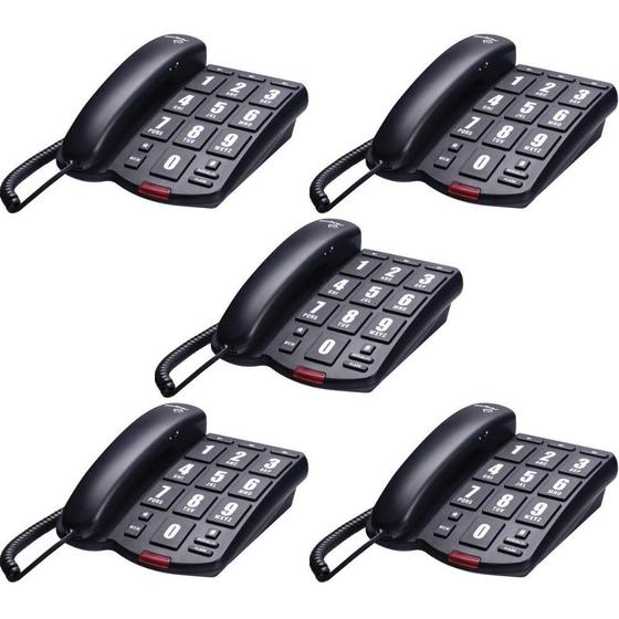 Kit 5 Telefone Fixo Com Fio Escritório Consultório E Empresa ...