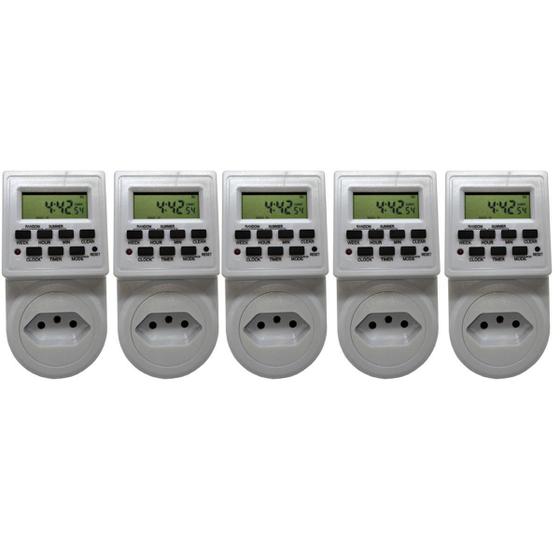 Kit 5 Timer Digital Lcd Programável Temporizador Tomada YDT - Coibeu ...