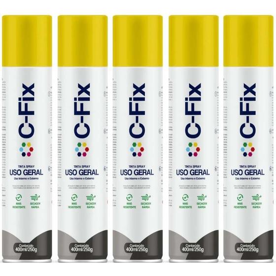 Kit 5 Tintas Spray Amarelo Uso Geral Inter/exter 400ml C-fix - Tinta ...