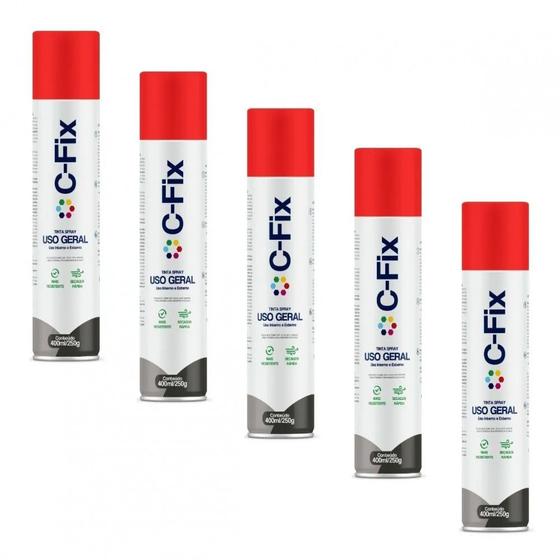 Kit 5 Tintas Spray Vermelho Uso Geral Inter/exter 400ml Cfix - C-fix ...