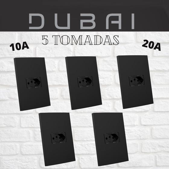 Kit 5 Tomadas Preta 4x2 Modular Dubai - Enerbras - Espelho / Placa de ...