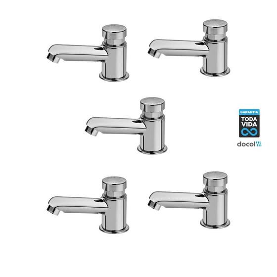 Kit 5 Torneira Para Lavatório De Mesa Pressmatic Compact Cromada Docol ...