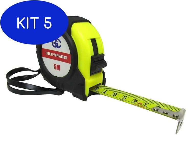 Kit 5 Trena Emborrachada 5 Metros Com Trava - Golden - Trena - Magazine ...