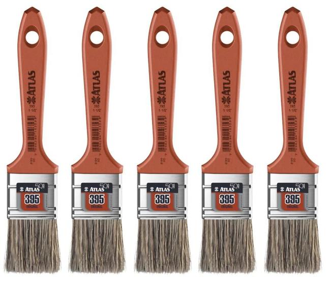 Kit 5 Trincha Pincel Para Pintura Media 395 Atlas 1 1/2 Polegadas Gris ...