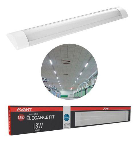 Kit 5 un. Luminária led Elegance Fit 18w com Driver Integrado Linear Sobrepor Bivolt 6500k ...