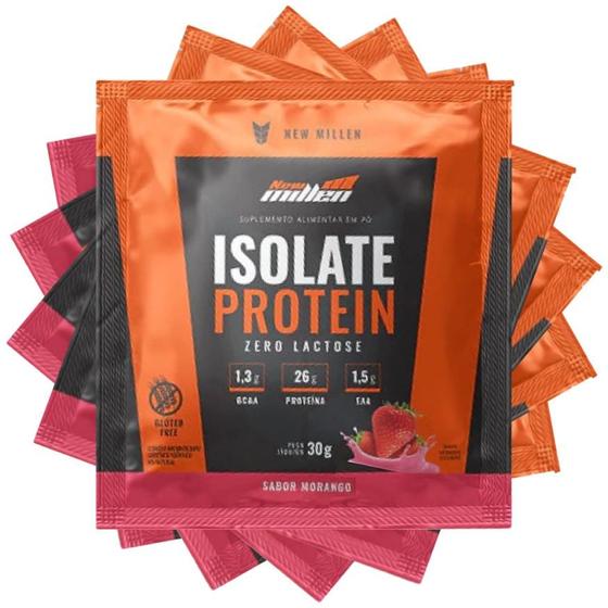 Kit 5 un sache isolate protein - origem bovina new millen 30g - morango ...