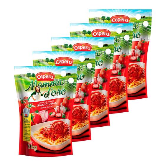 Kit 5 Und Molho De Tomate Cepêra Mamma Doro Sachê Tradicional 2kg ...