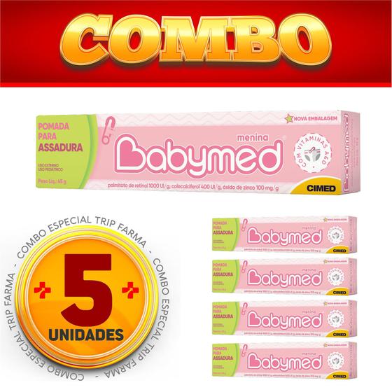 Kit 5 Unidades Babymed Menina Cimed Pomada Para Assaduras infantil 45g ...