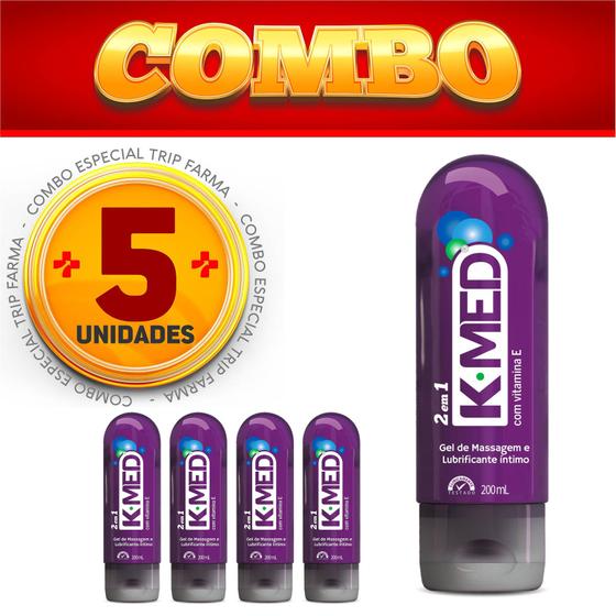 Kit 5 Unidades K-Med 2 Em 1 Cimed Gel Lubrificante Íntimo E Massageador ...