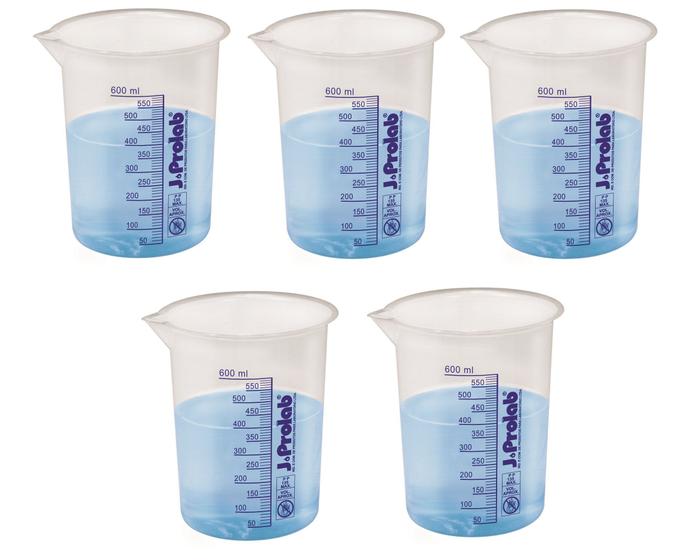 Kit 5 unids Bequer Plástico Forma Baixa 600ml - JPROLAB - Material ...