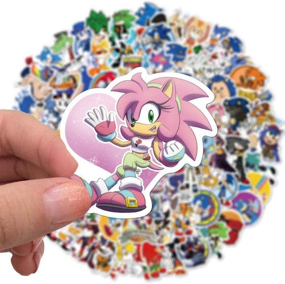 Kit 50 Adesivos Sticker Sonic the Hedgehog Amy Tails Knuckles Robotnik ...