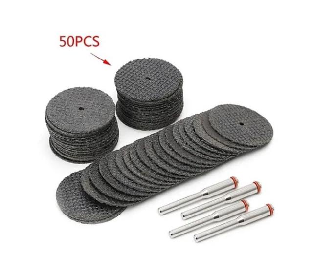 Kit 50 Discos Corte Mini Retifica Com Fibra De Vidro 32mm + 4 Hastes ...