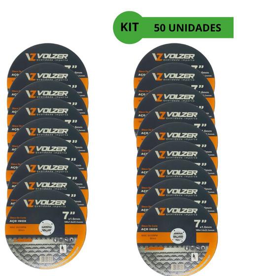 KIT 50 DISCOS DE CORTE AÇO INOX DE 7x1.6MMx7/8 POL DA VOLZER - Disco de ...