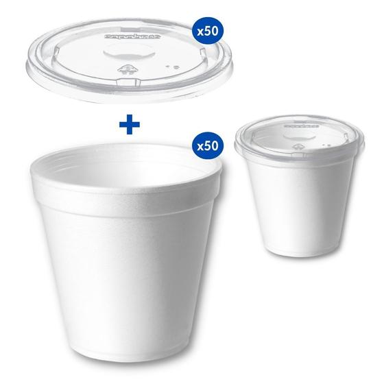 Kit 50un Pote Térmico de Isopor 480ml com Tampa TCT360PP Copobras ...