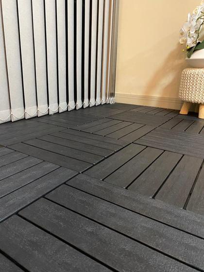 Kit 55 Decks Madeira Plástico Encaixe Modular Piscina Sacada 30x30 ...