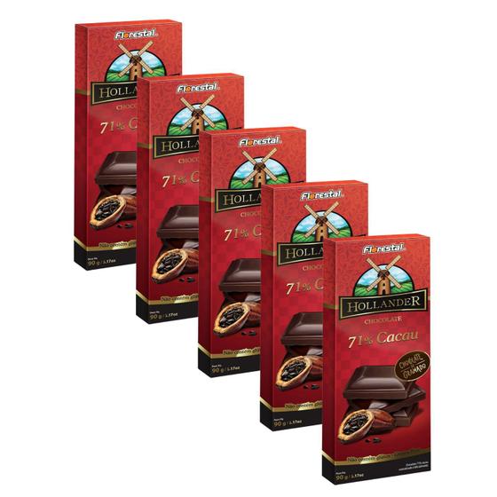 Kit 5x Chocolate Hollander 71% Cacau 90g - Chocolate / Barra de ...