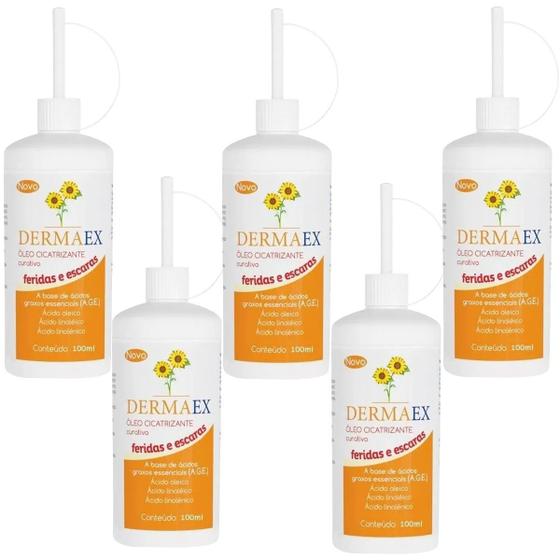 Kit 5x Óleo De Girassol Cicatrizante Dermaex Age 200ml Feridas e ...